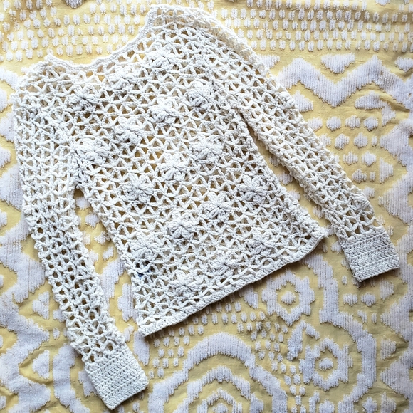 hippie laundry | Sweaters | Hippie Laundry Cream Crochet Open Weave ...